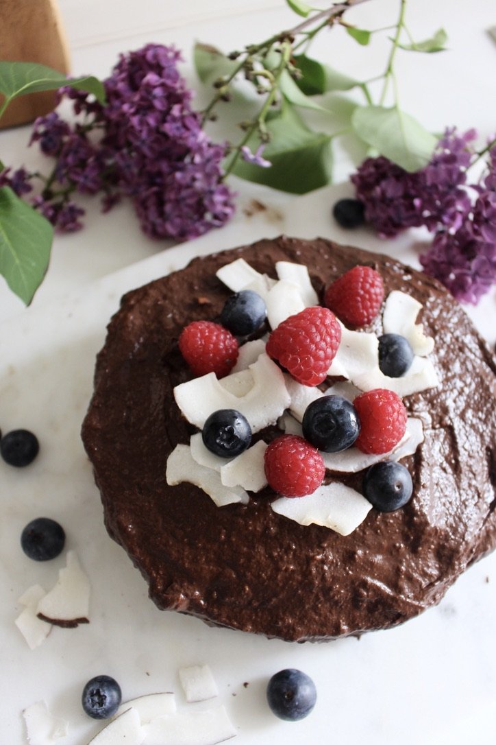 Creamy Chocolate Cake with Berries