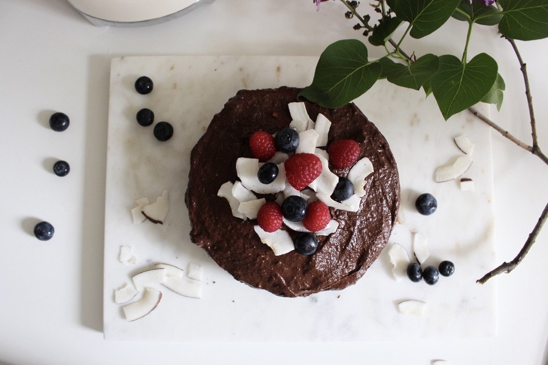 Creamy Chocolate Cake with Berries